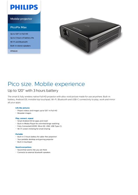 PHILIPS PicoPix Max Mobile Projector User Manual