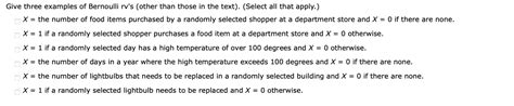Solved Give Three Examples Of Bernoulli Rvs Other Solved Give Three Examples Of Bernoulli Rvs Other