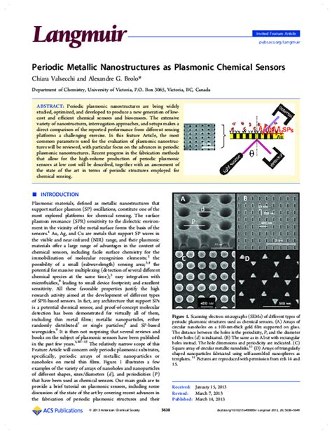 Pdf Periodic Metallic Nanostructures As Plasmonic Chemical Sensors