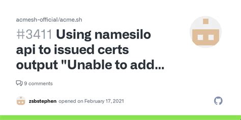Using Namesilo Api To Issued Certs Output Unable To Add The Dns Record