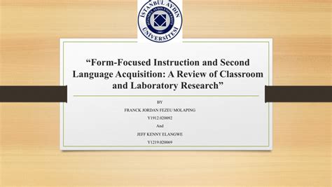 Pdf Form Focused Instruction And Sla