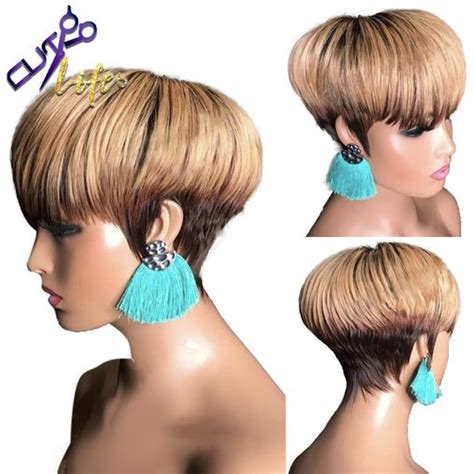 Pixie Cut Brazilian Remy Straight Wig Human Hair Wigs Remy Human