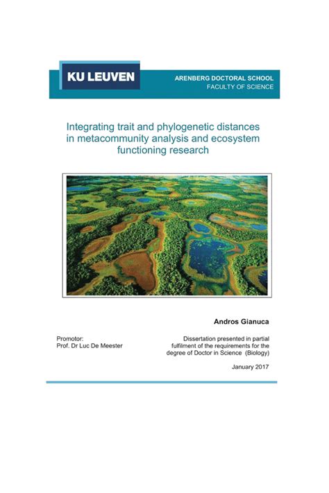 Pdf Integrating Trait And Phylogenetic Distances In Metacommunity