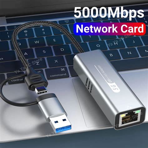 2 In 1 Usb 3 2 Type C To Rj45 Network Card 5gbps Usb C To Ethernet Adapter 100 1000 5000mbps