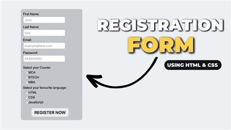 How To Create A Simple Registration Form Using Html And Css Youtube