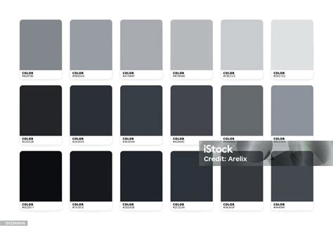 트렌디 한 색상 팔레트 시계 세트 다크 컬러 카탈로그 샘플 벡터 일러스트레이션 개념에 대한 스톡 벡터 아트 및 기타 이미지 개념 개체 그룹 다중 색상 Istock