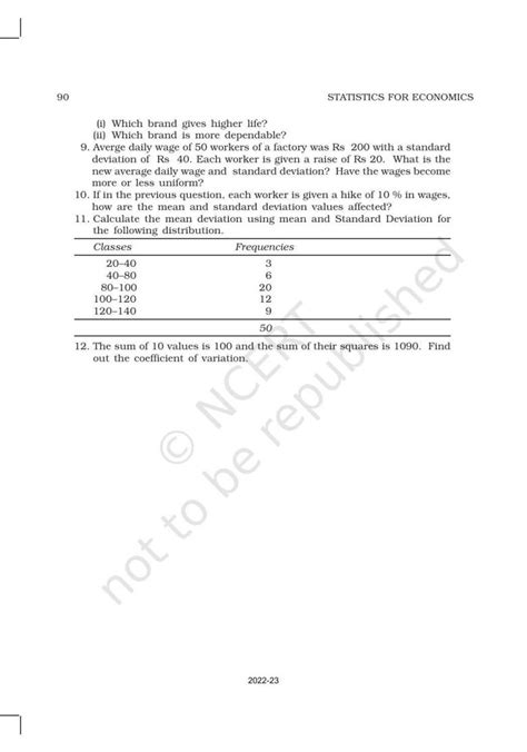 Ncert Book For Class 11 Economics Statistic Economics Chapter 6 Measures Of Dispersion