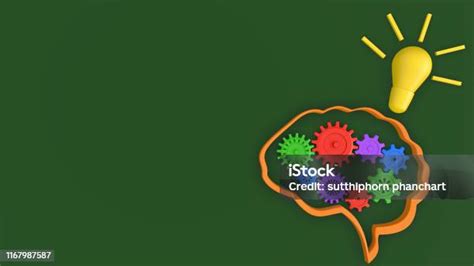 뇌와 램프 아이디어 혁신 기호 개념 아이디어가 시작된다 배너 3d 렌더링을위한 녹색과 파란색 배경 0명에 대한 스톡 사진 및 기타 이미지 Istock