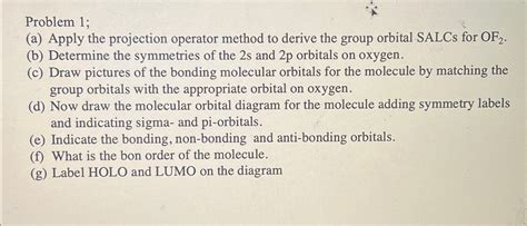 Solved Problem 1a ﻿apply The Projection Operator Method