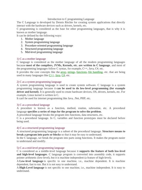 C Langauge Notes Pdf