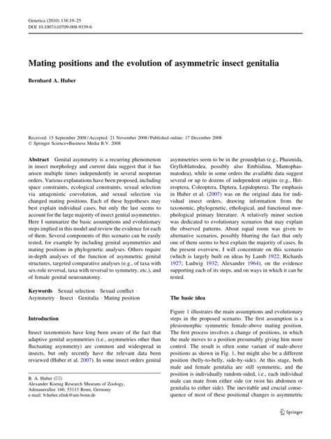 Pdf Mating Positions And The Evolution Of Asymmetric Insect Genitalia