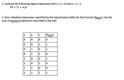 Solved I Evaluate The Following Logical Expression With X
