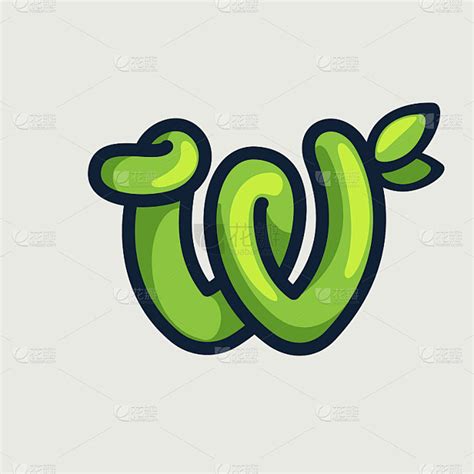 粗体扭曲的环保字母w符号，由标记手画。