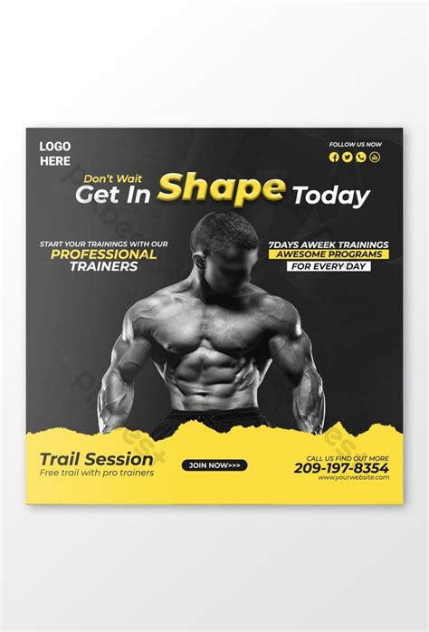 체육관 피트니스 소셜 미디어 및 인스타그램 포스트 템플릿 무료 Psd Psd 무료 다운로드 Pikbest