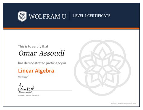 wolfram u certificate introduction to linear algebra