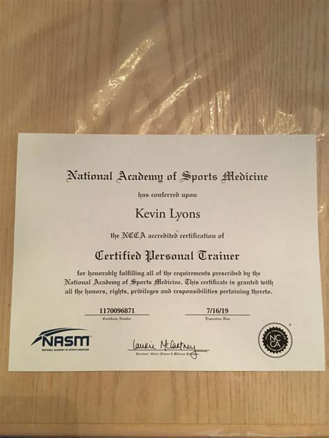 Kevin Lyons On Linkedin Just Received My Nasm Cpt Certificate In The Mail Today I Actually Was…