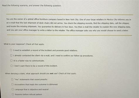 Solved Read The Following Scenario And Answer The Following