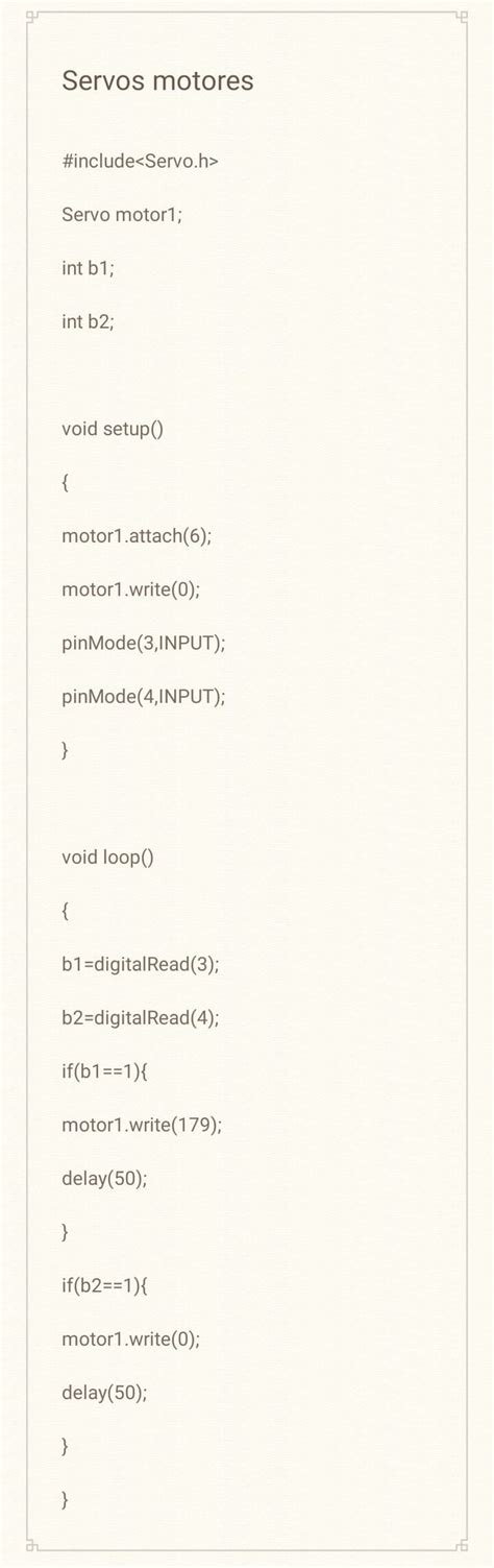 Servos Motores Servo Motor Int Int Void Setup Motor Void Loop