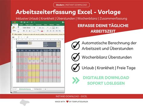 Arbeitszeiterfassung 2024 Excel Vorlage Zum Download Super Einfaches