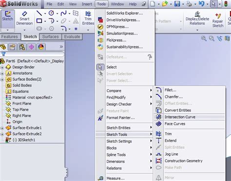 How Can I Create An Intersection Curve In Sw Grabcad Tutorials