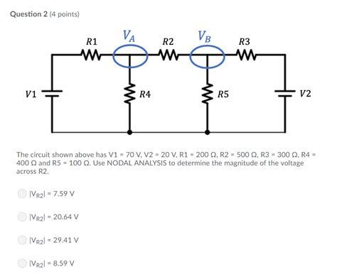 solved question 2 4 points vb r3 r1 r2 r4 r5 v2 the