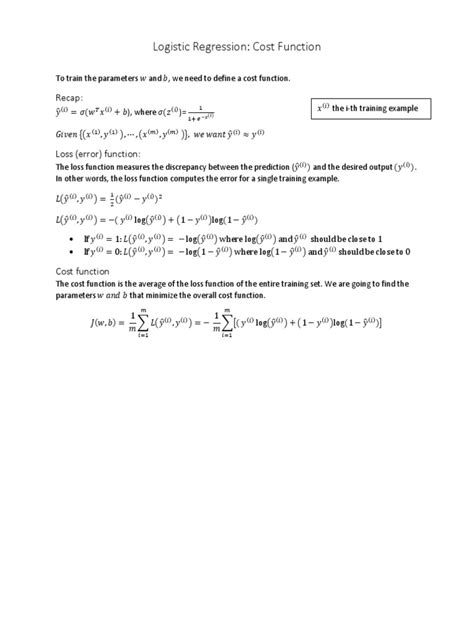 Logistic Regression Cost Function Pdf Loss Function Logistic