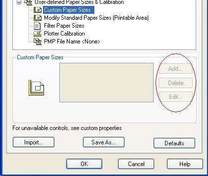 Page Setups Add Custom Paper Size Disabled AutoCAD General AutoCAD Forums