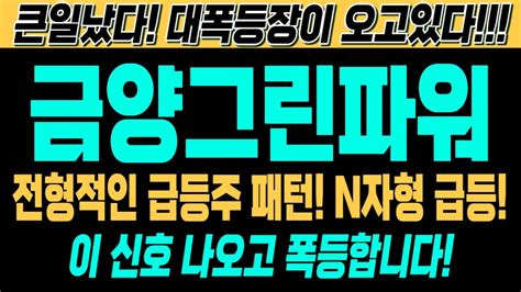 금양그린파워 주가전망 긴급 속보 여의도슈퍼개미 대응전략 전형적인 급등주 패턴 N자형 급등 이 신호 나오고 폭등합니다 큰일났다 대폭등장이 오고있다 Youtube