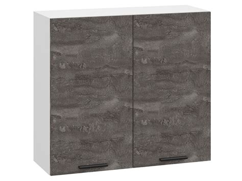 Кухонный модуль навесной шкаф Модус с полками с доводчиками 80х29 6х72 см Белый Камень