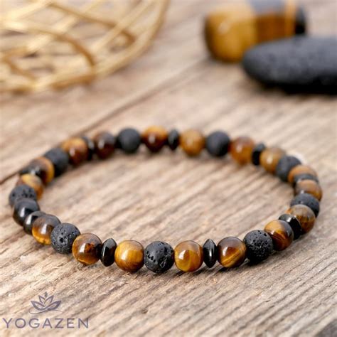 Bracelet Pierre De Lave Et Oeil De Tigre Pierres Naturelles Yogazen