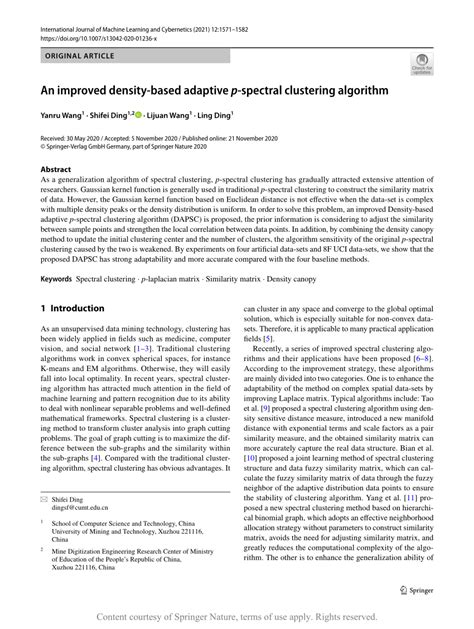 An Improved Density Based Adaptive P Spectral Clustering Algorithm