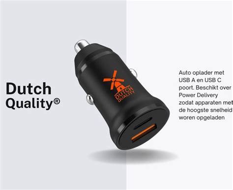 Dutch Quality Autolader USB A USB C Auto Oplader USB USB C