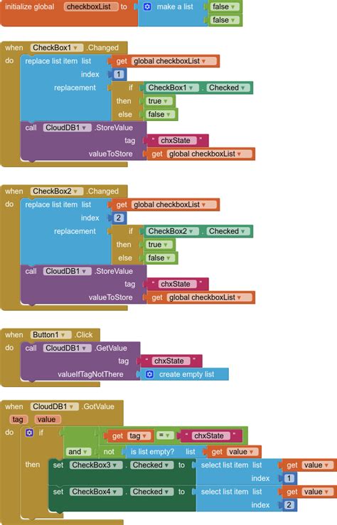 Saving Checkbox State In Clouddb And Getting It Back Data Storage