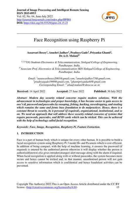 PDF Face Recognition Using Raspberry Pi