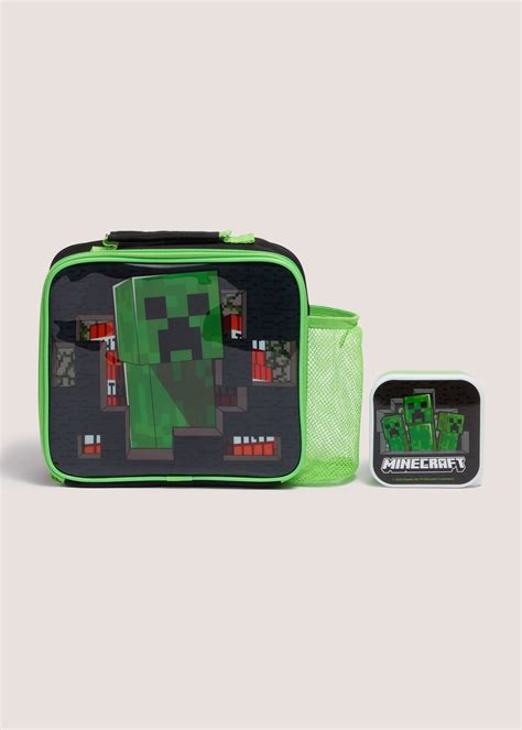 Minecraft Green Lunch Bag And Snack Box Set Matalan
