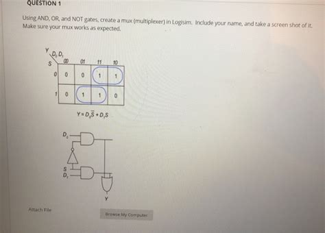 Solved Question 1 Using And Or And Not Gates Create A Mux