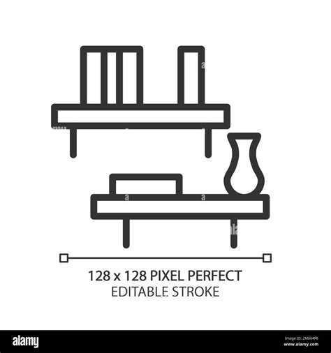 Floating Shelf Pixel Perfect Linear Icon Stock Vector Image And Art Alamy