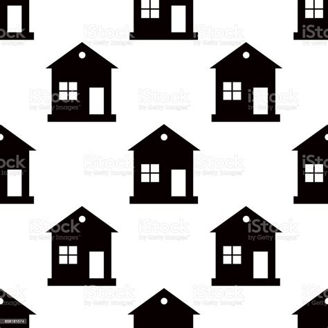 흰색 바탕에 원활한 1 층 하우스 패턴입니다 평면 디자인 벡터 0명에 대한 스톡 벡터 아트 및 기타 이미지 0명 건물 정면 건축 Istock