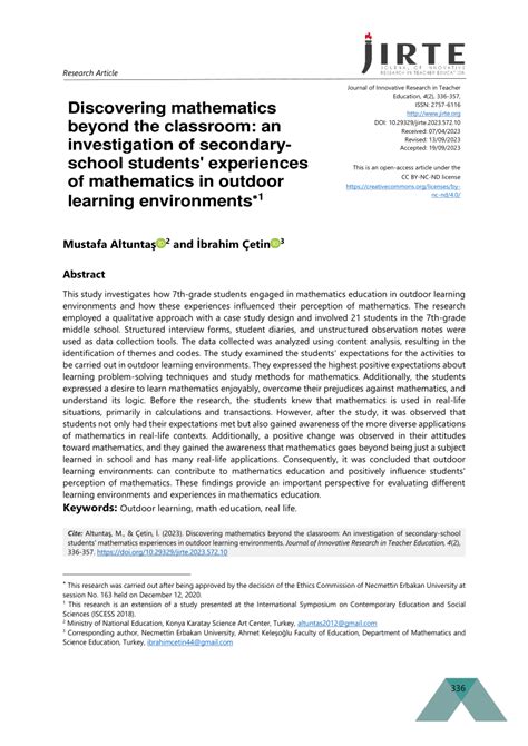 Pdf Discovering Mathematics Beyond The Classroom An Investigation Of