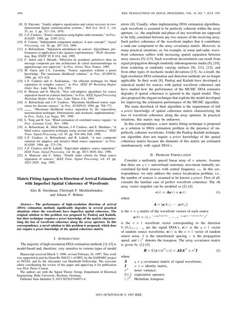 Pdf Matrix Fitting Approach To Direction Of Arrival Estimation With