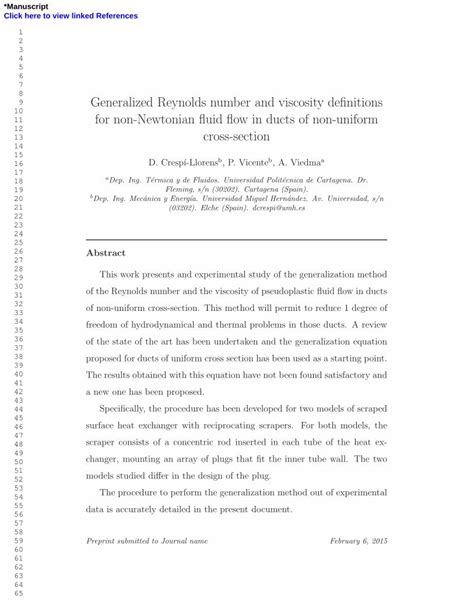 Pdf Generalized Reynolds Number And Viscosity Deﬁnitions For Dokumen Tips