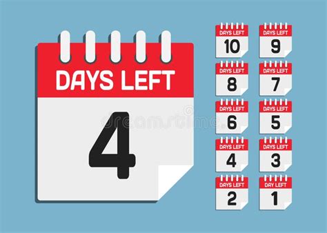 Countdown Daily Page Calendar Icon 4 Days Left Stock Illustration