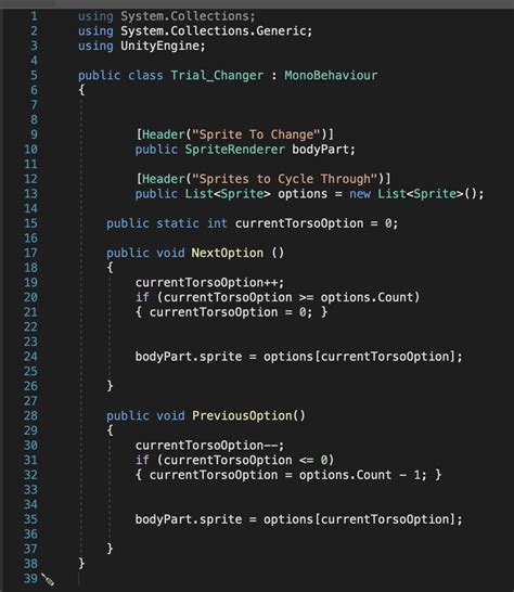 Newbie Learning C In Unity Trying To Call A Game Object To Appear When Torso 2 Is Selected But