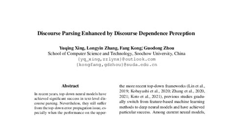 Discourse Parsing Enhanced By Discourse Dependence Perception Acl