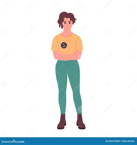 Young Character With Gender Pronouns Pin She He They Non Binary