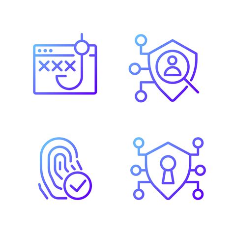 Data Security And Protection Pixel Perfect Gradient Linear Vector Icons Set Biometrics
