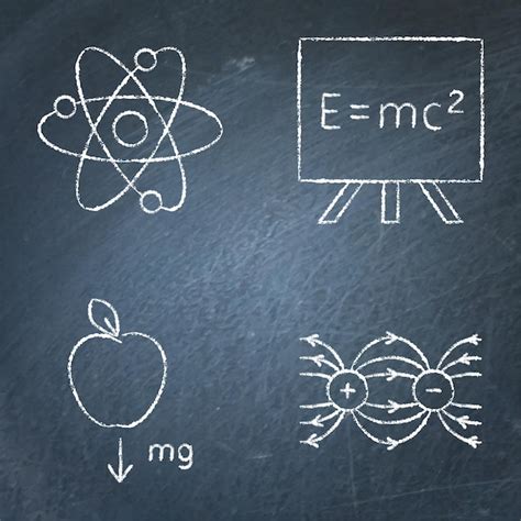 Premium Vector Physics Icon Set On Chalkboard Premium Vector Physics Icon Set On Chalkboard