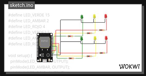 Semaforo De Crucero Wokwi Esp32 Stm32 Arduino Simulator
