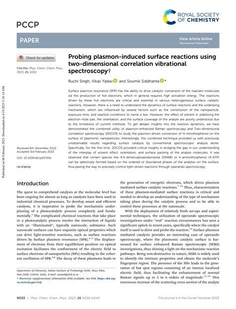 Pdf Probing Plasmon Induced Surface Reactions Using Two Dimensional