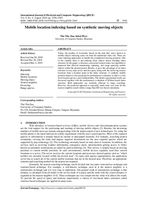 Pdf Mobile Location Indexing Based On Synthetic Moving Objects